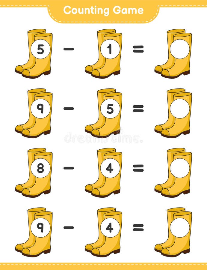Count the Boots Worksheet. Game for Children Stock Vector ...