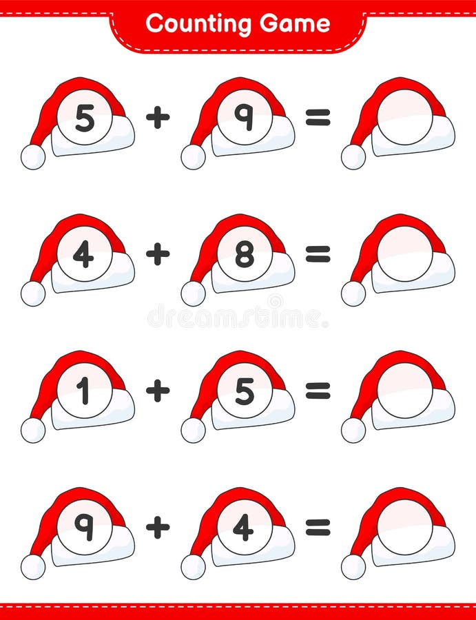Counting Game, Count the Number of Santa Hat and Write the Result ...