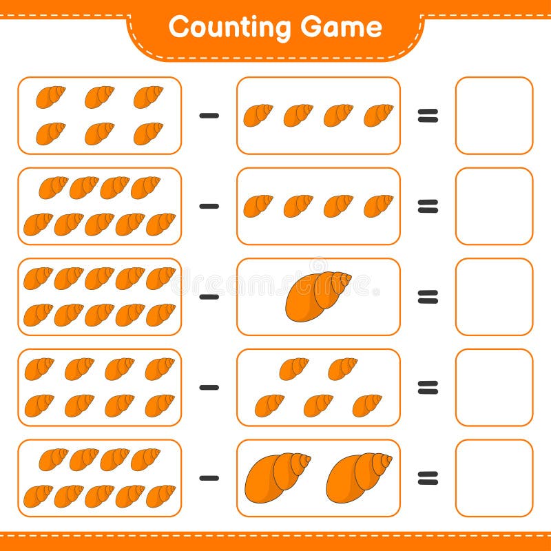 Counting Game, Count the Number of Sea Shells and Write the Result ...