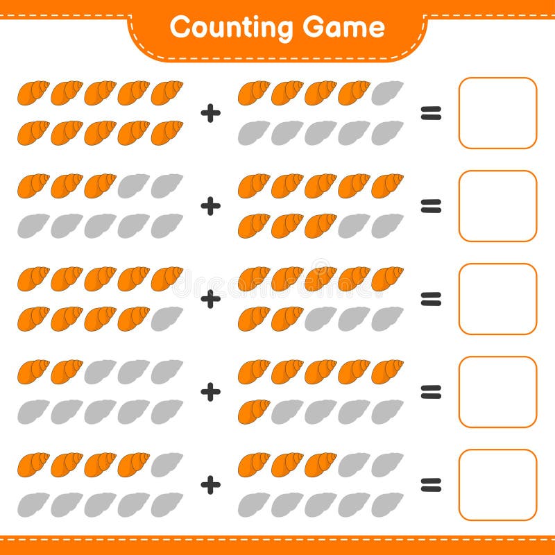 Counting Game, Count the Number of Sea Shells and Write the Result ...
