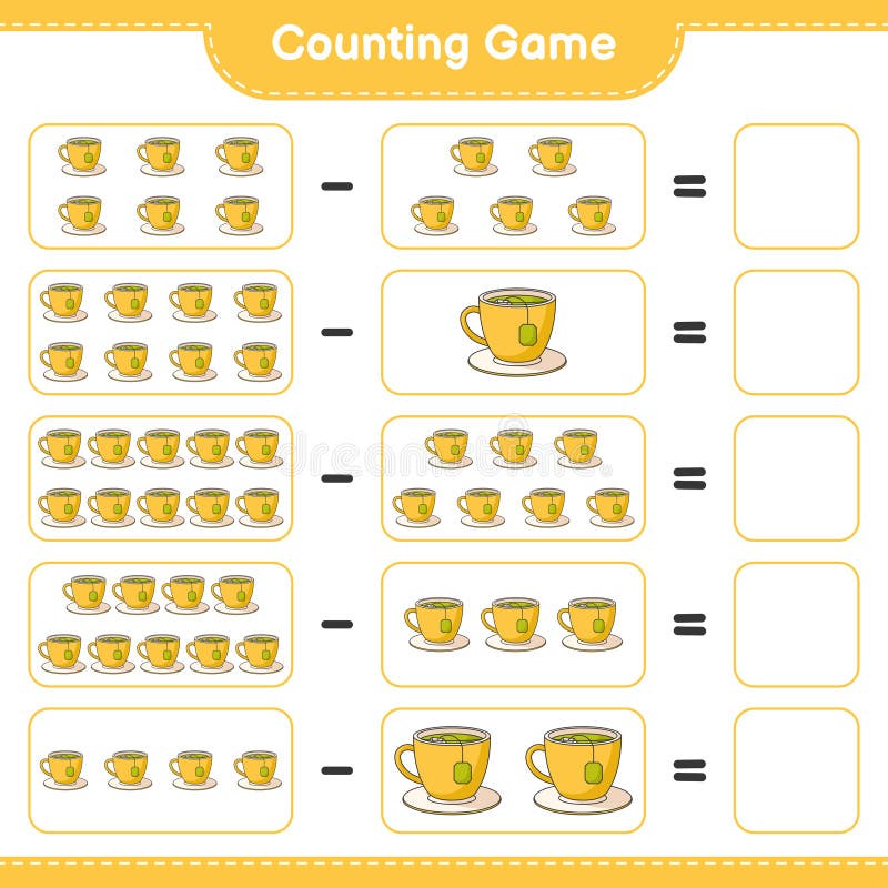 Counting Game, Count the Number of Tea Cup and Write the Result ...