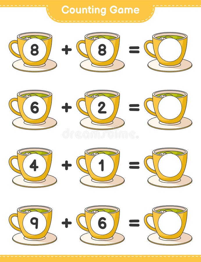Counting Game, Count the Number of Tea Cup and Write the Result ...