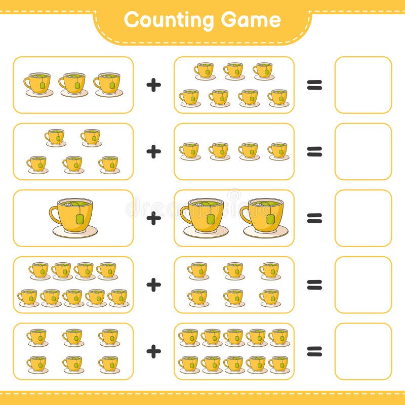 Counting Game, Count the Number of Tea Cup and Write the Result ...