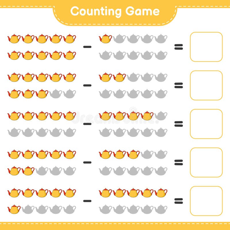 Counting Game, Count the Number of Tea Pot and Write the Result ...