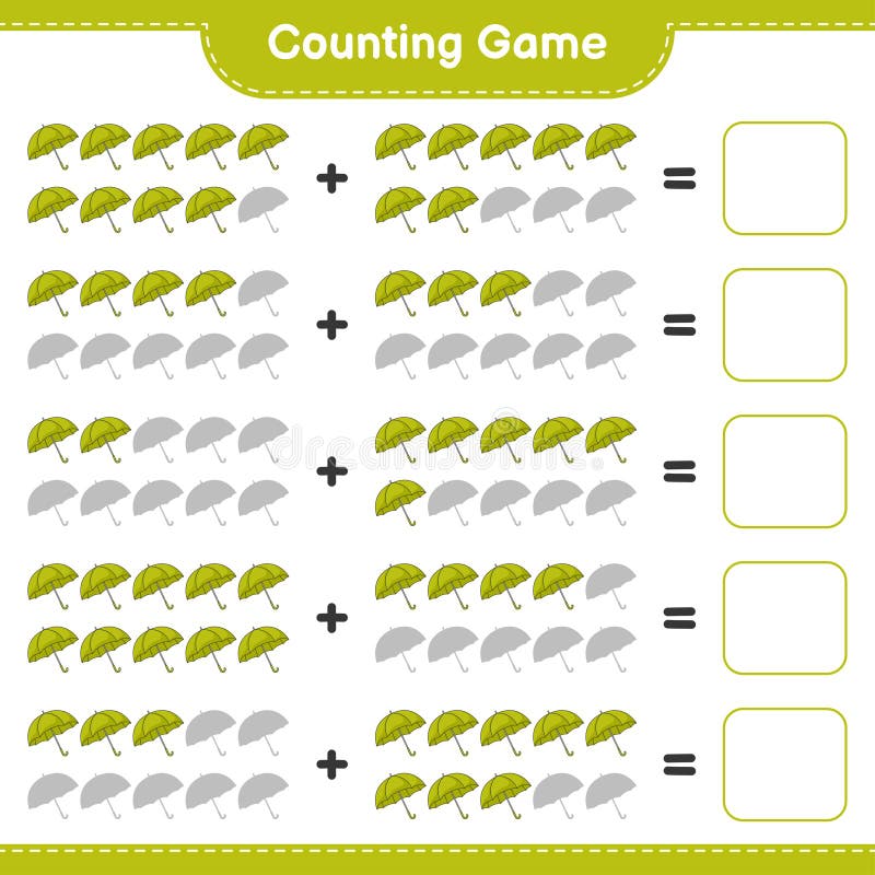 Counting Game, Count the Number of Umbrella and Write the Result ...