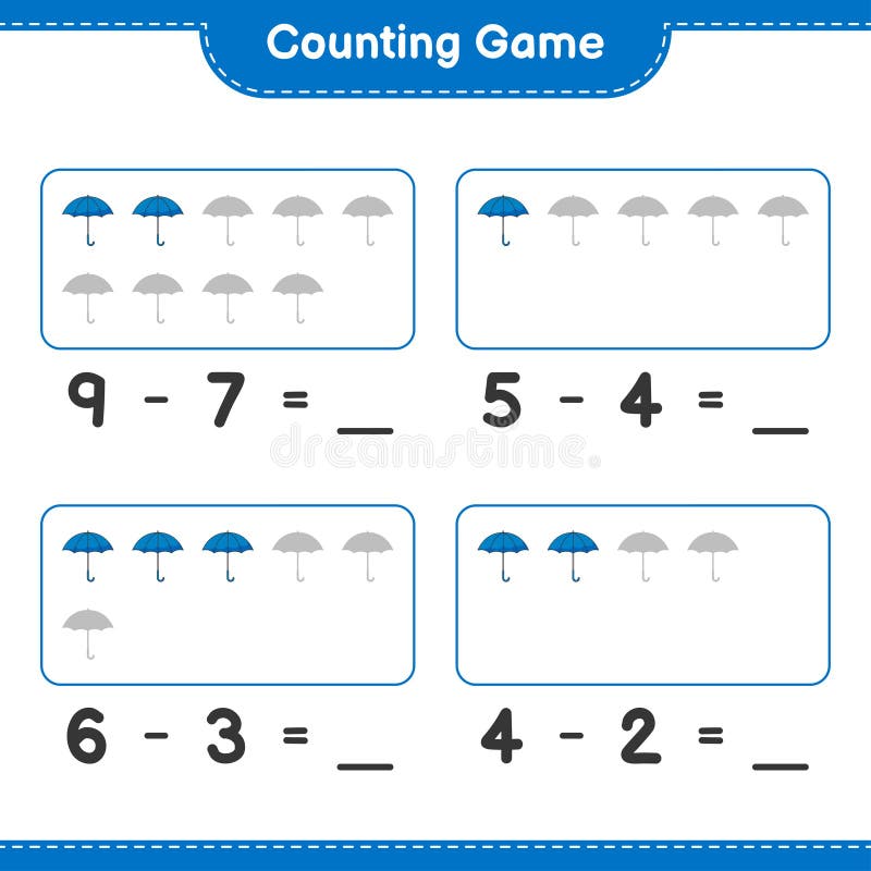 Counting Game, Count the Number of Umbrella and Write the Result ...