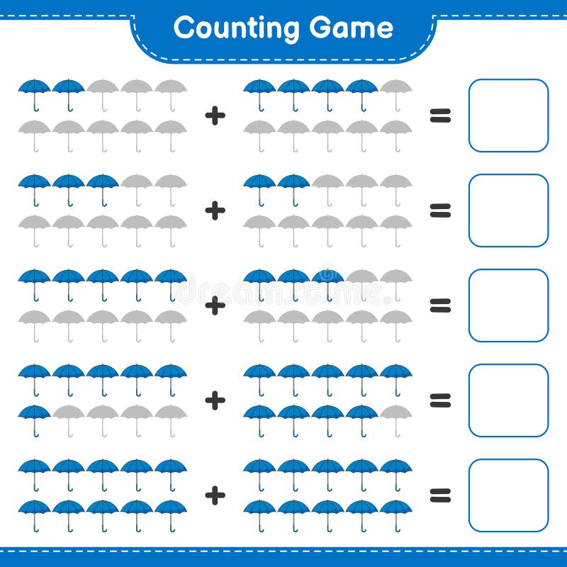 Counting Game, Count the Number of Umbrella and Write the Result ...
