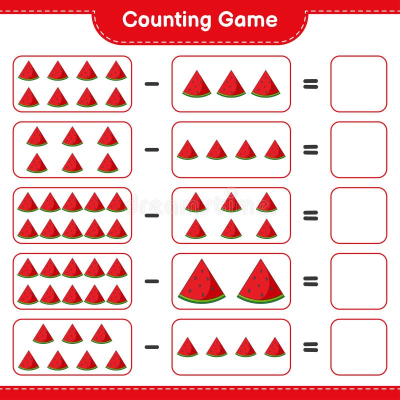 Counting Game, Count the Number of Watermelon and Write the Result ...