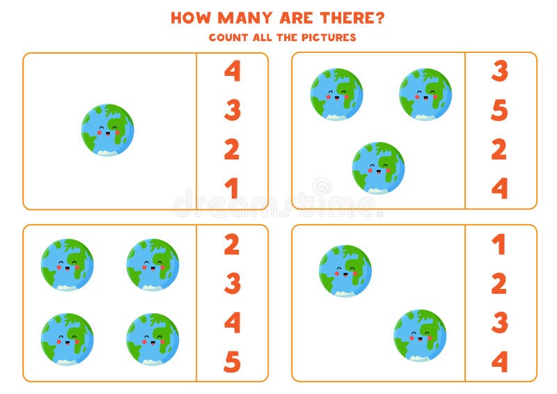Counting Game with Cartoon Potatoes. Math Worksheet. Stock Vector ...