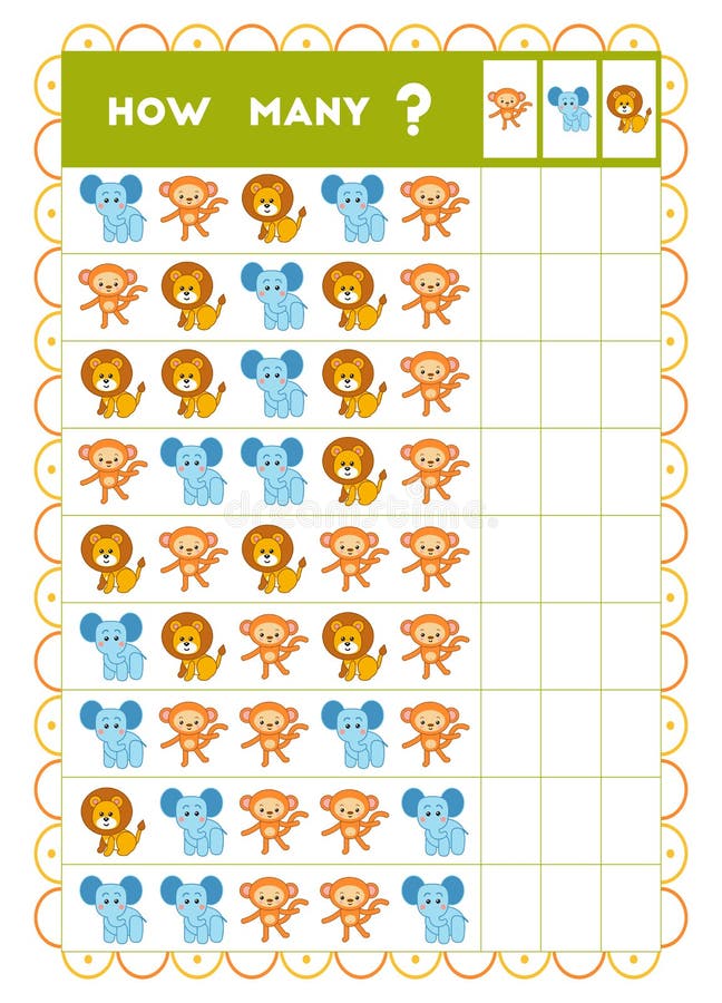 Counting Game, Educational Game for Children. Count How Many Animals in ...