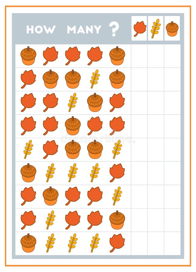 Counting Game, Educational Game for Children. Count How Many Autumn ...