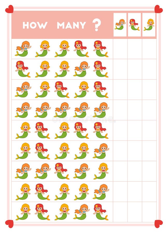 Counting Game, Educational Game for Children. Count How Many Mermaids ...