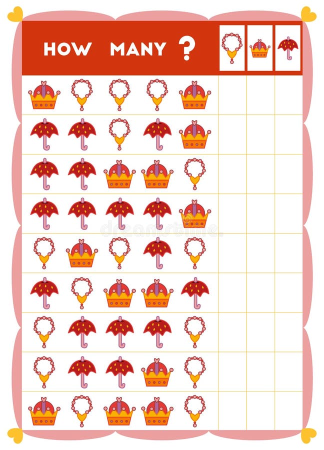 Counting Game, Educational Game for Children. Count How Many Objects in ...