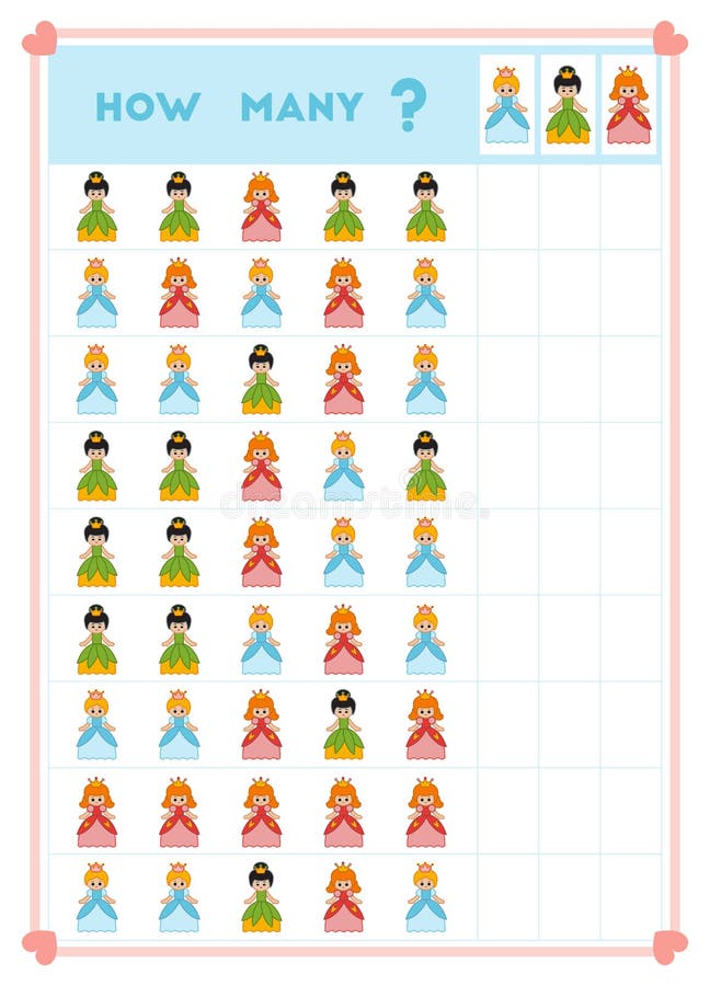 Counting Game, Educational Game for Children. Count How Many Princesses ...