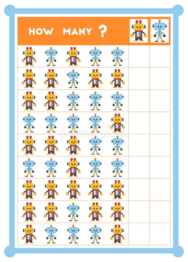 Counting Game, Educational Game for Children. Count How Many Robots in ...