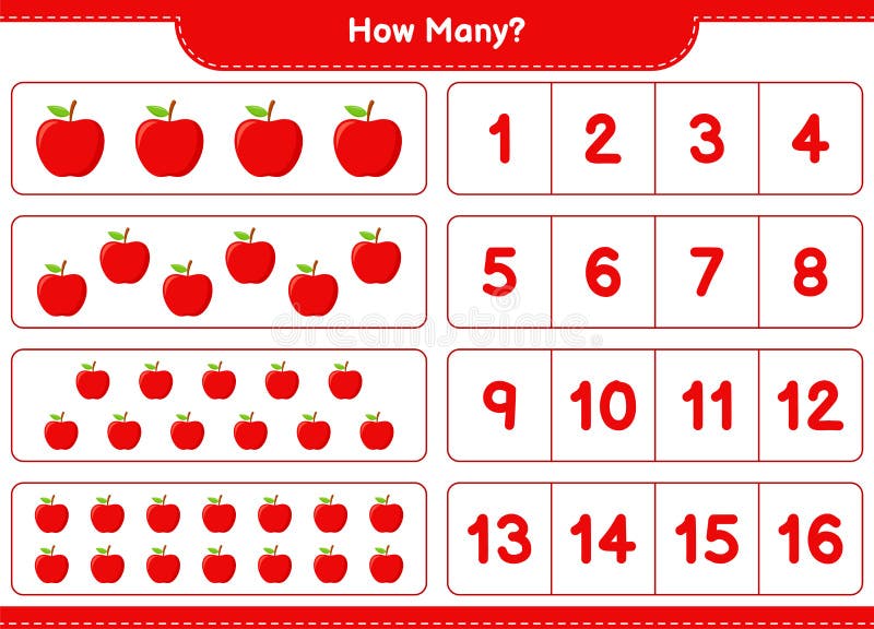 Counting Game, How Many Apple. Educational Children Game, Printable ...