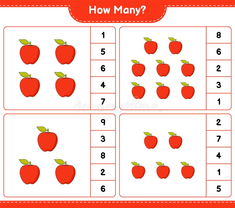 Counting Game, How Many Apple. Educational Children Game, Printable ...