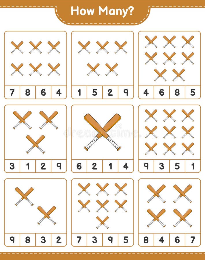 Counting Game, How Many Baseball Bat. Educational Children Game ...