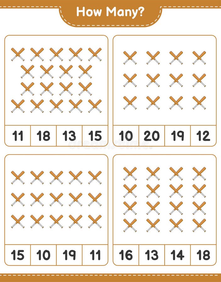 Counting Game, How Many Baseball Bat. Educational Children Game ...