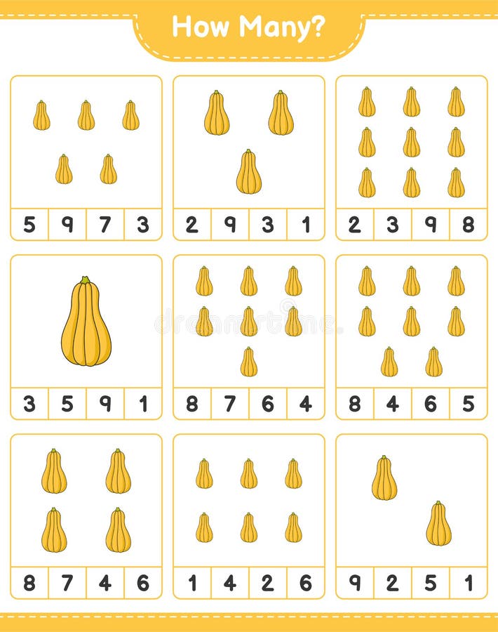 Counting Game, How Many Butternut Squash. Educational Children Game ...