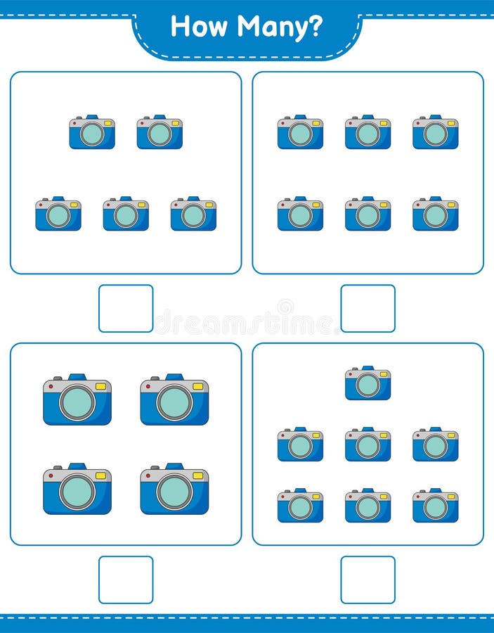 Counting the Camera Game for Preschool Children. Educational Printable ...