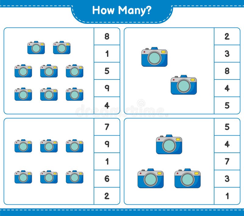 Counting Game, How Many Camera. Educational Children Game, Printable ...