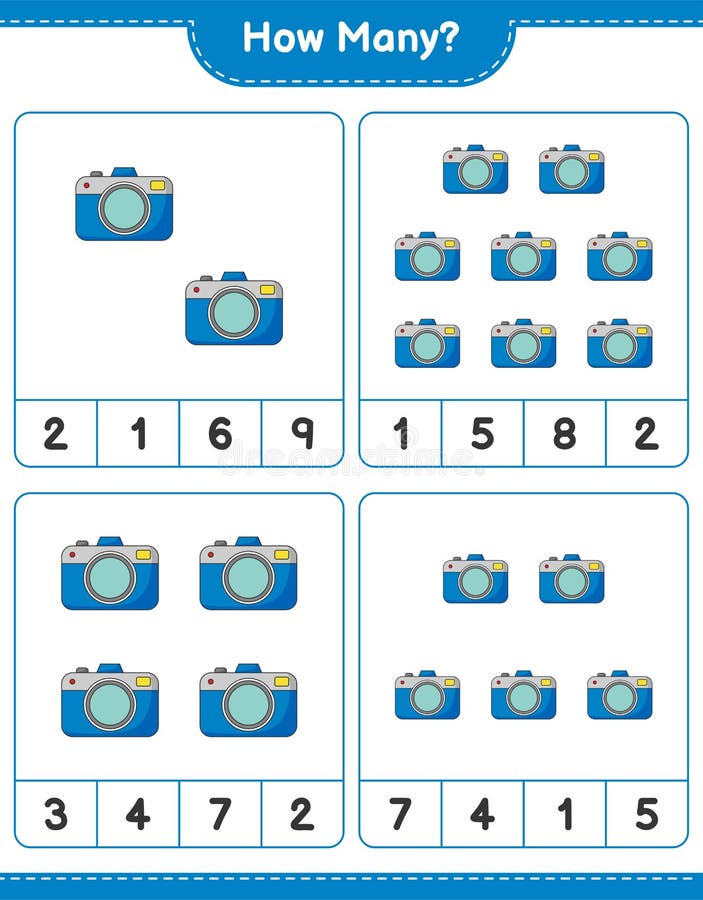 Counting Game, How Many Camera. Educational Children Game, Printable ...