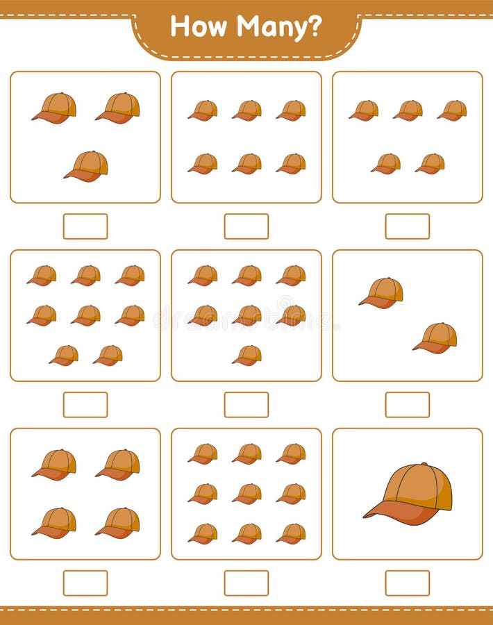 Counting Game, How Many Cap Hat. Educational Children Game, Printable ...