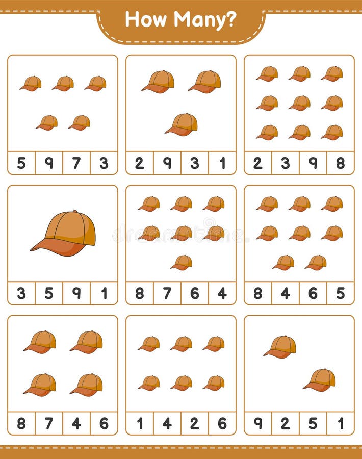 Counting Game, How Many Cap Hat. Educational Children Game, Printable ...