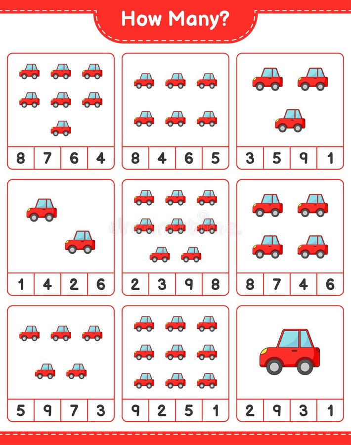 Counting Game, How Many Car. Educational Children Game, Printable ...