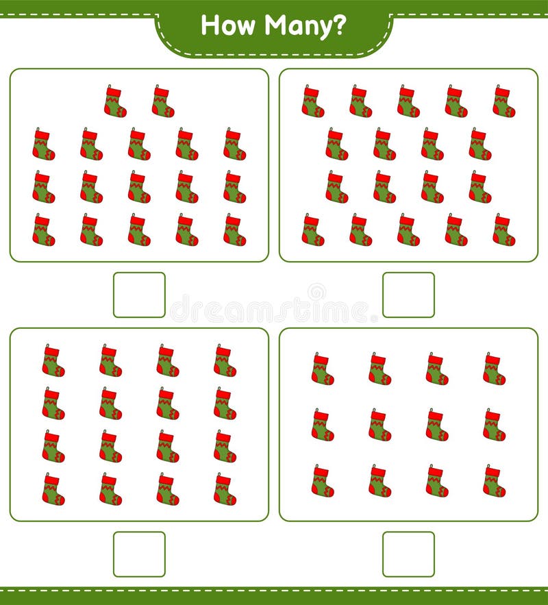 Counting Game, How Many Christmas Sock. Educational Children Game ...
