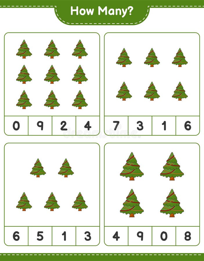 Counting Game, How Many Christmas Tree. Educational Children Game ...