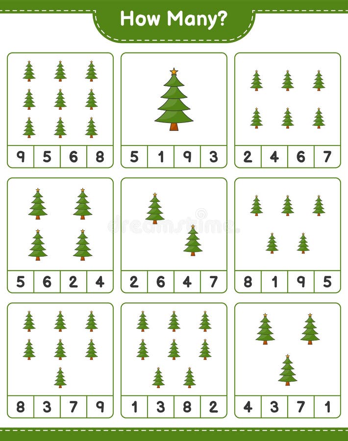 Counting Game, How Many Christmas Tree. Educational Children Game ...