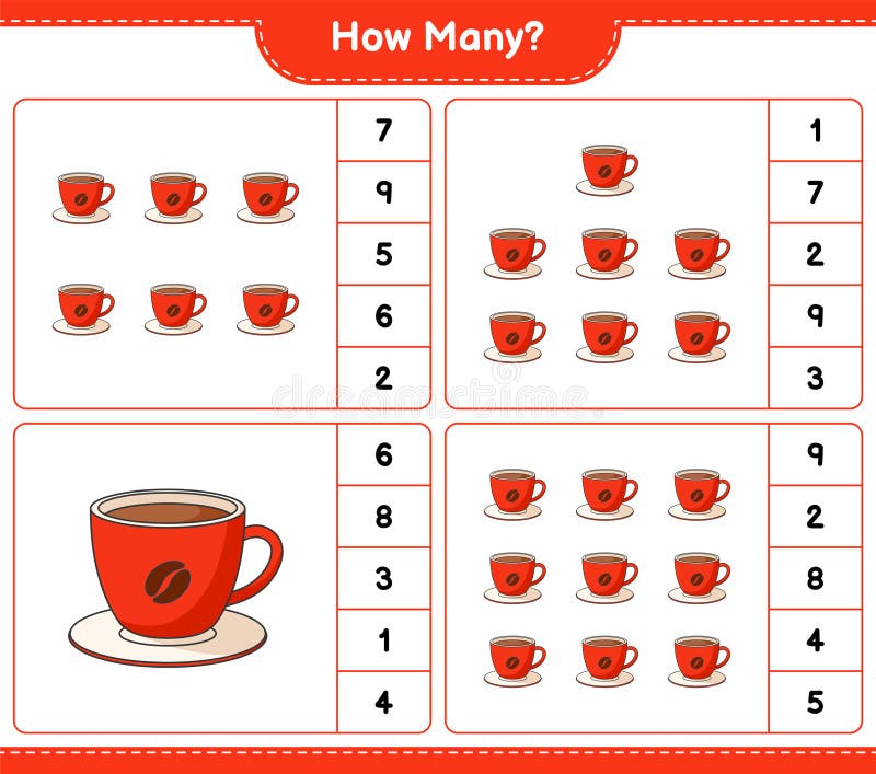 Counting Game, How Many Coffee Cup. Educational Children Game ...