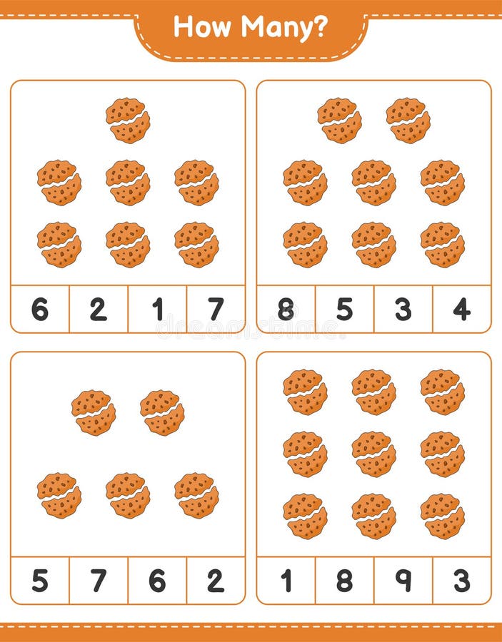 Counting Game, How Many Cookie. Educational Children Game, Printable ...