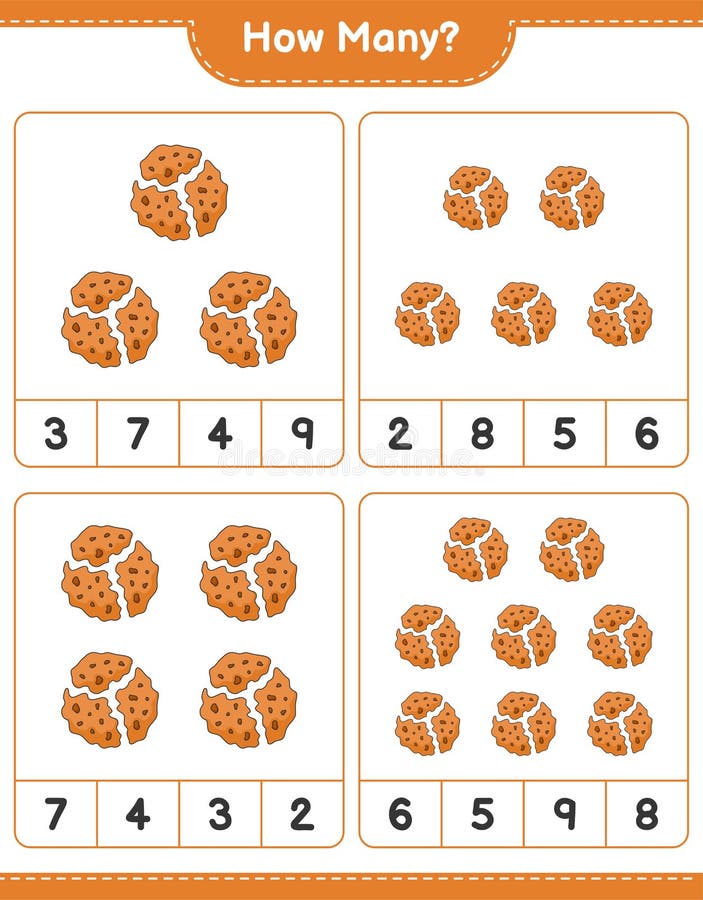 Counting Game, How Many Cookie. Educational Children Game, Printable ...