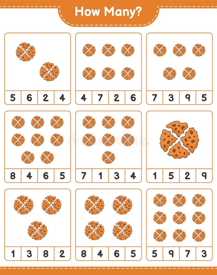 Counting Game, How Many Cookie. Educational Children Game, Printable ...