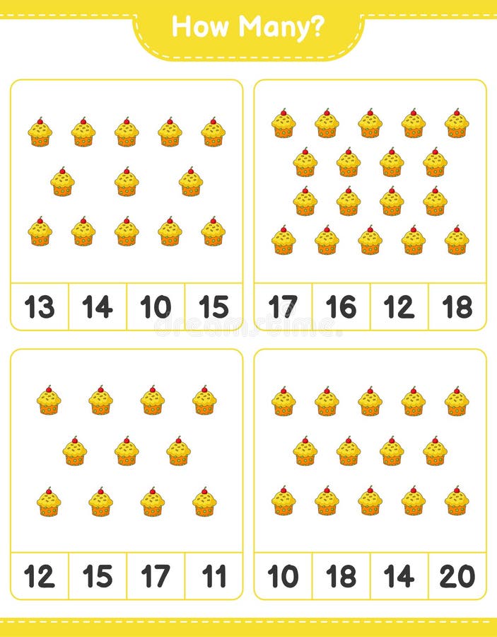 Counting Game, How Many Cup Cake. Educational Children Game, Printable ...