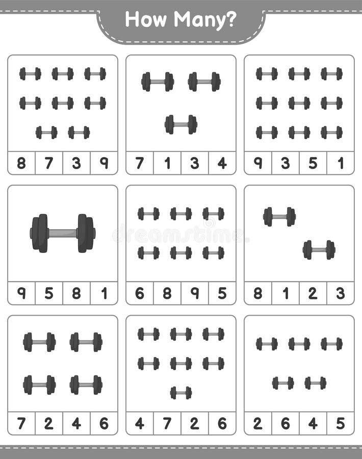 Counting Game, How Many Dumbbell. Educational Children Game, Printable ...