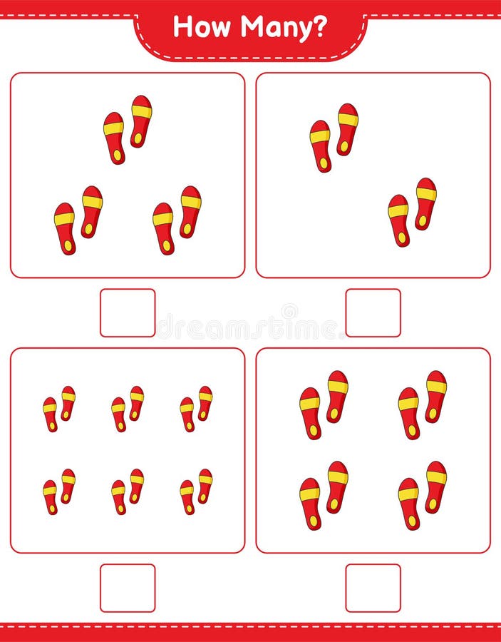 Counting Game, How Many Flip Flop. Educational Children Game, Printable ...