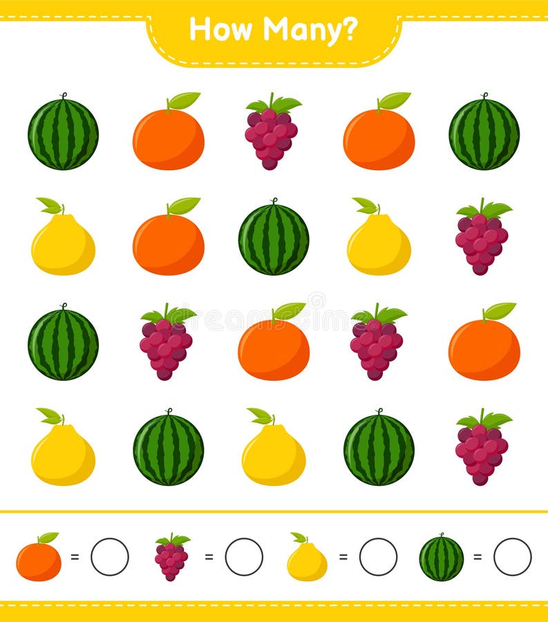 Counting Game, How Many Fruits Educational Children Game, Printable ...