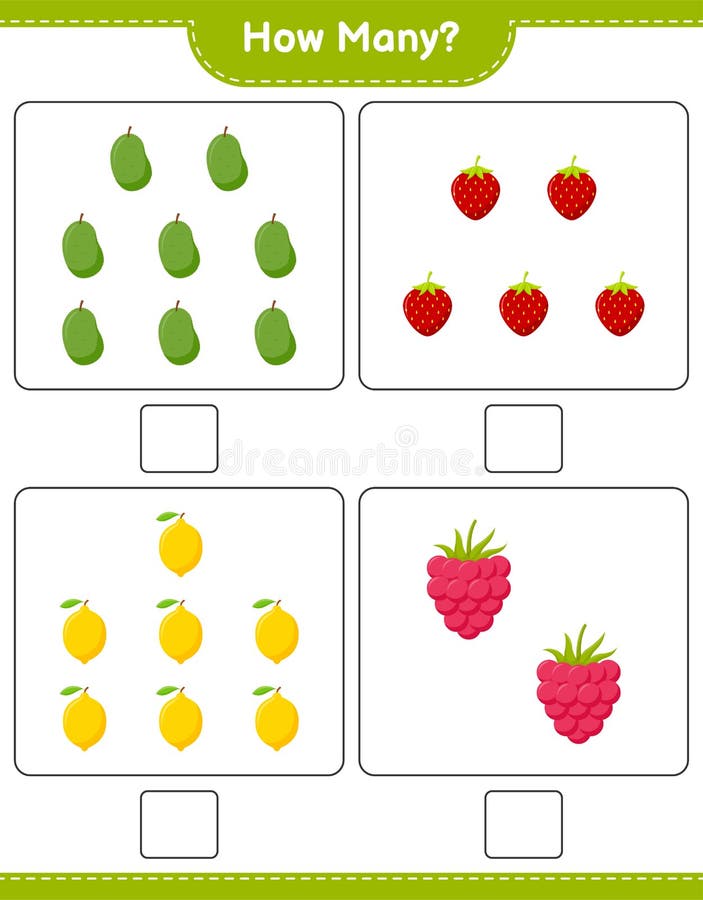 Counting Game, How Many Fruits. Educational Children Game, Printable ...