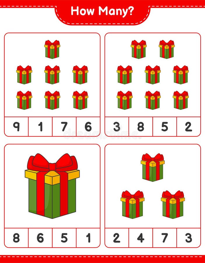 Counting Game, How Many Gift Box. Educational Children Game, Printable ...