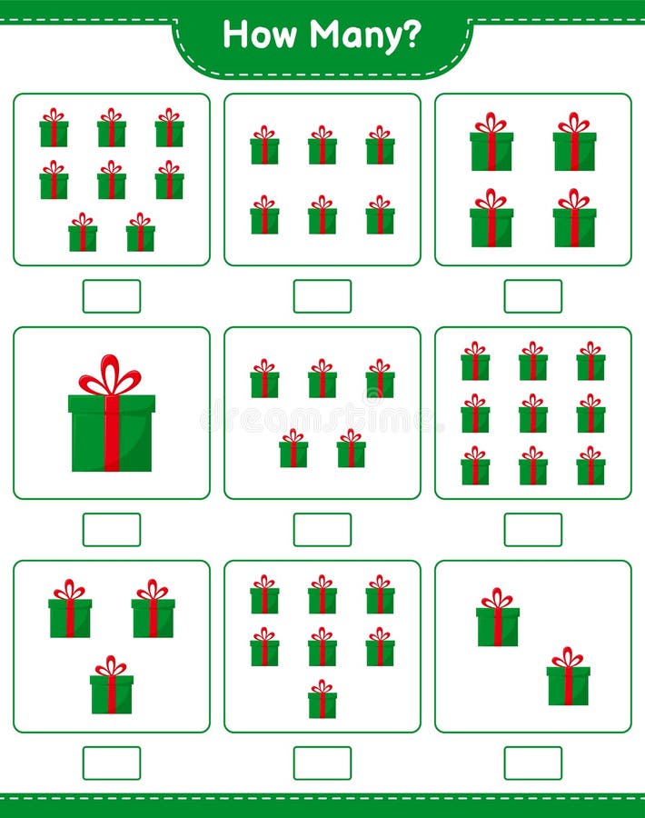 Counting Game, How Many Gift Boxes. Educational Children Game ...