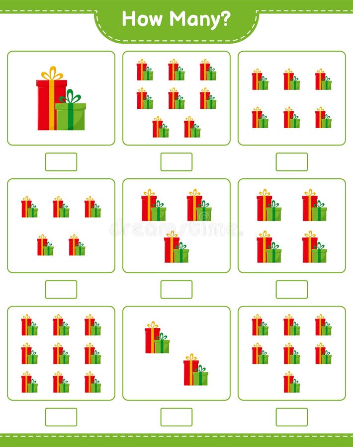 Counting Game, How Many Gift Boxes. Educational Children Game ...