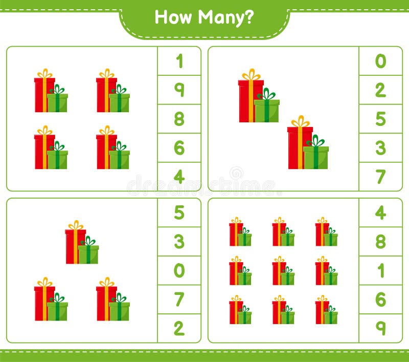 Counting Game, How Many Gift Boxes. Educational Children Game ...