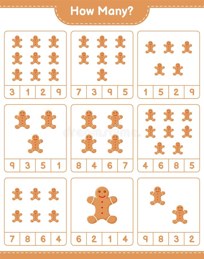 Counting Game, How Many Gingerbread Man. Educational Children Game ...