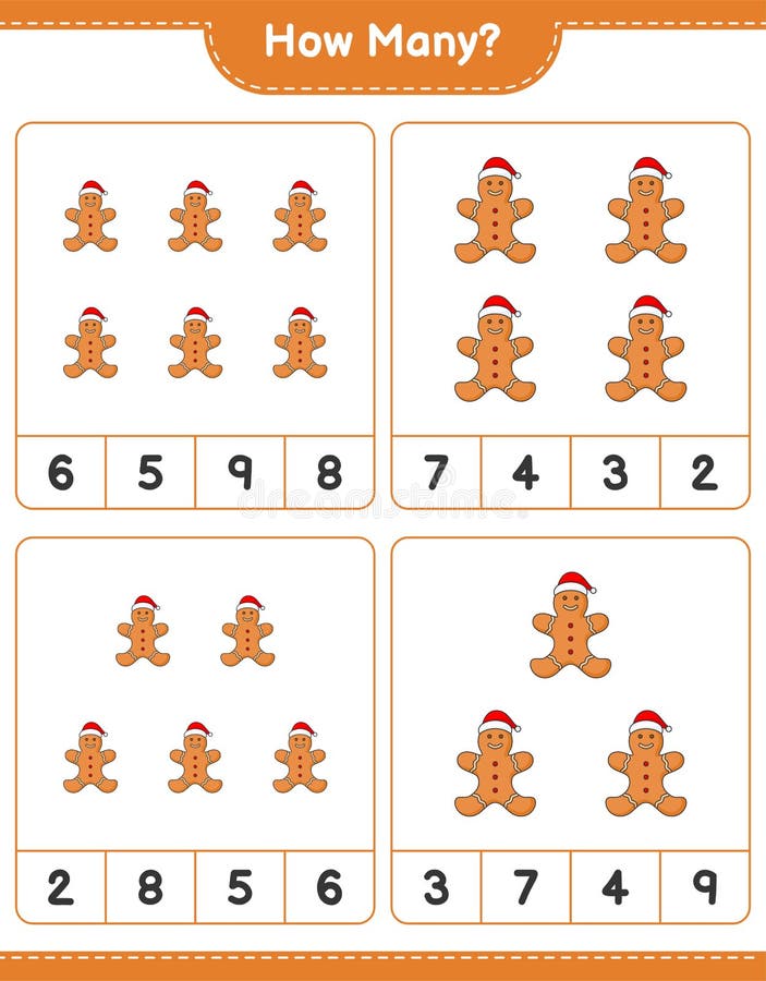 Counting Game, How Many Gingerbread Man. Educational Children Game ...