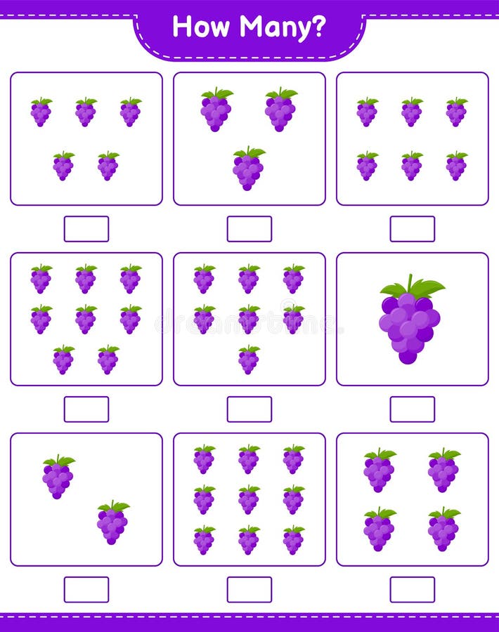 Counting Game, How Many Grape. Educational Children Game, Printable ...