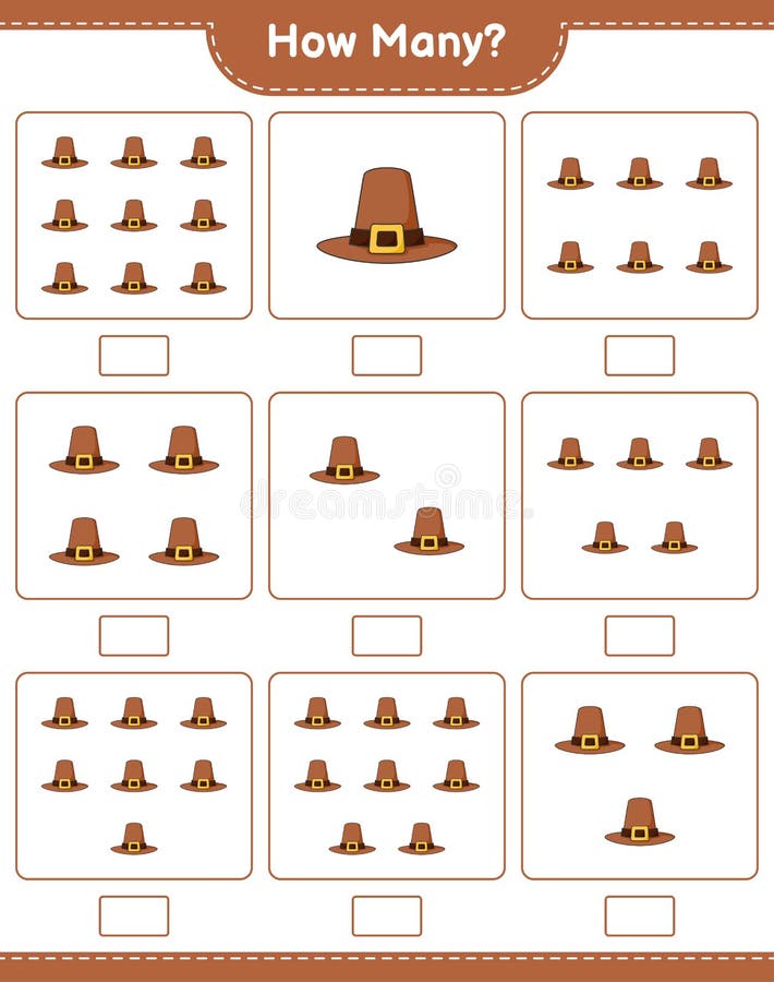 Counting Game, How Many Hat. Educational Children Game, Printable ...
